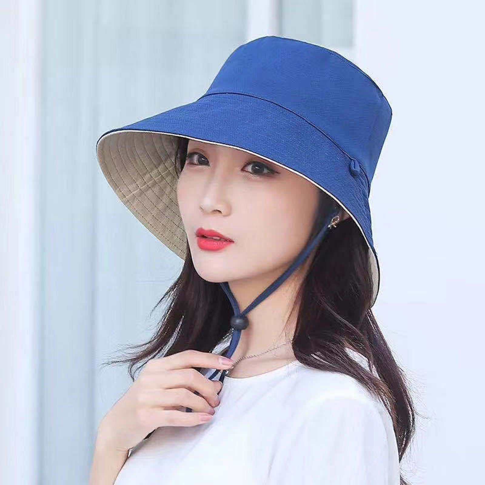 Lady Cap Solid Color Anti-uv Washable Summer Fisherman Hat Block ...