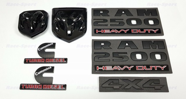 7PCS Black Dodge RAM 2500 Emblems Cummins Turbo Diesel 4X4 Grille ...