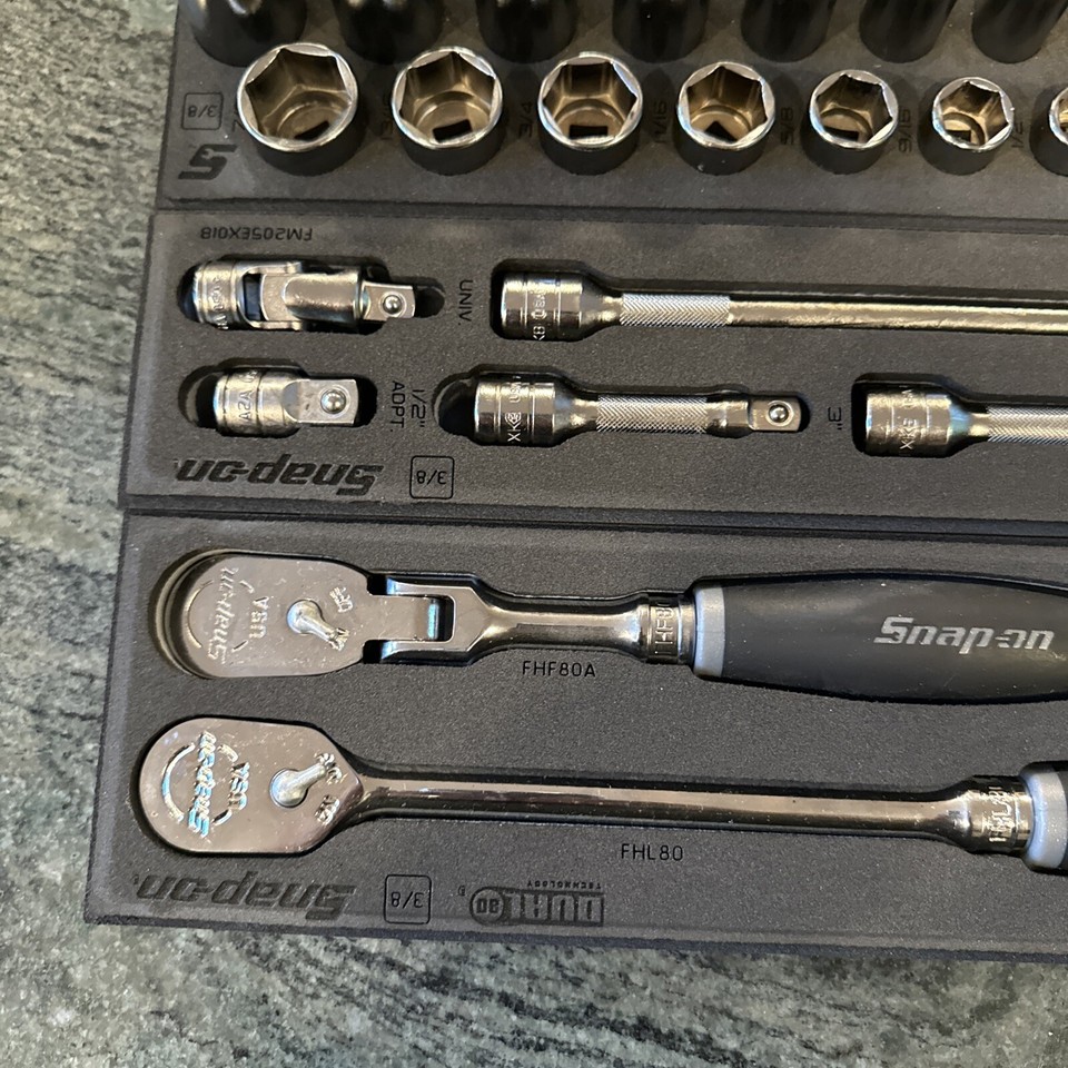 Snap-on 106 pc 3/8” & 1/4” dark titanium sae metric foam tool set | eBay