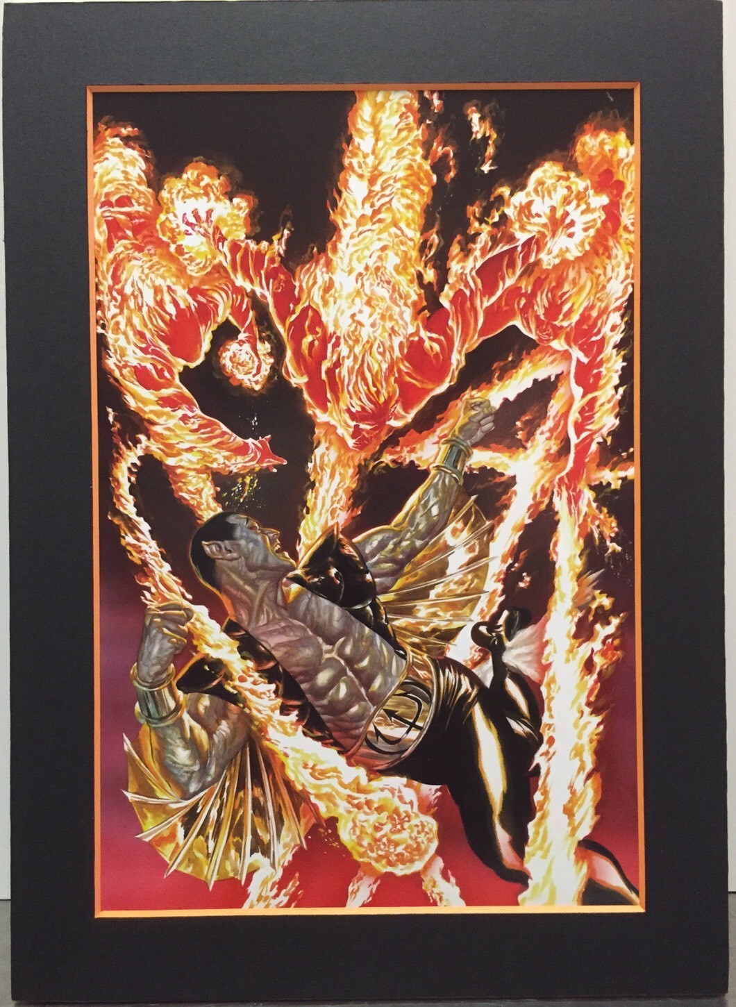 THE HUMAN TORCH By ALEX ROSS Matted Print Dynamite Comics NAMOR Marvel ...