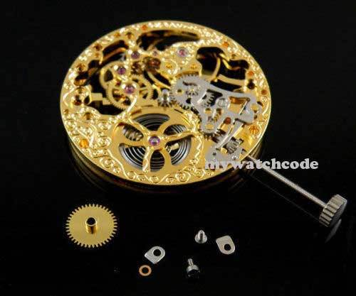 17 Jewels mechanical Gold Full Skeleton Hand Winding movement fit ...