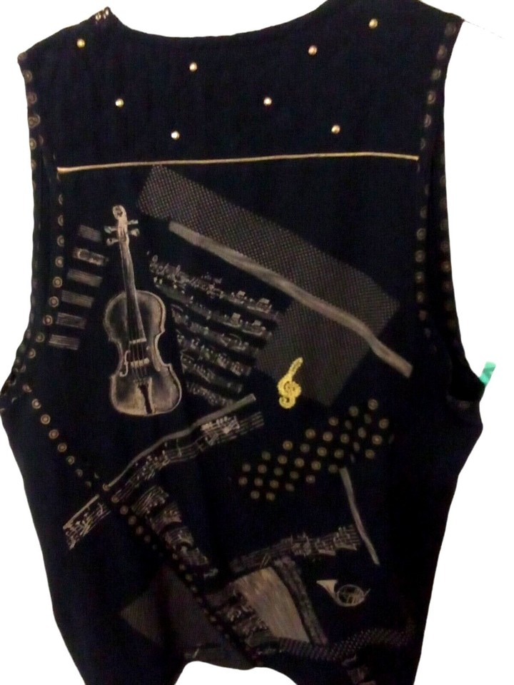 Vintage 80s Black Vest Gold Eclectic Music Kristin J Nostalgia ...