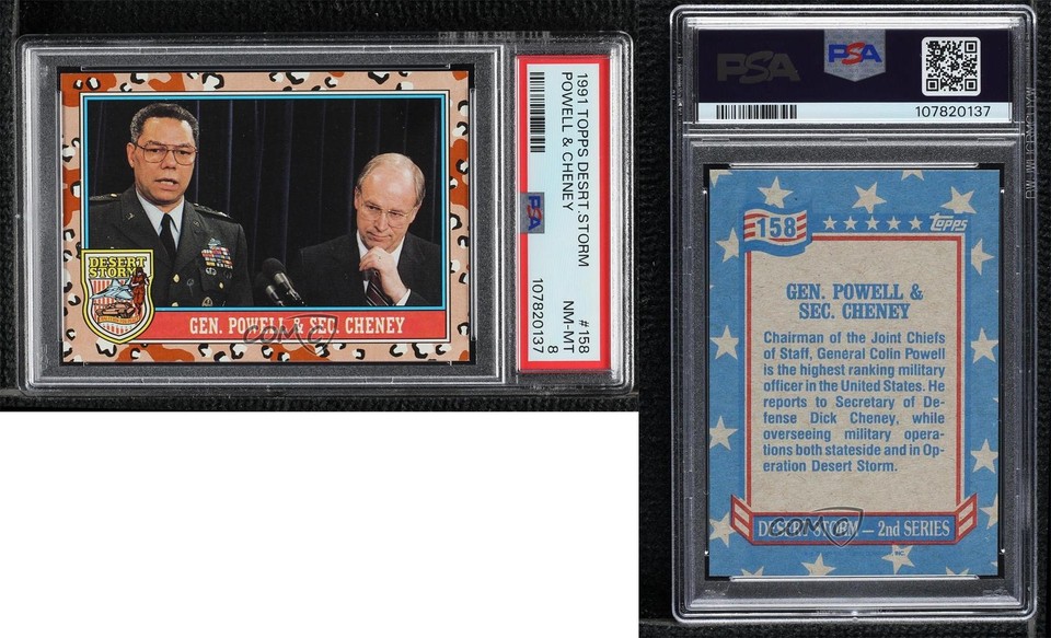 1991 Topps Desert Storm Colin Powell Dick Cheney Gen & Sec #158 PSA 8 ...