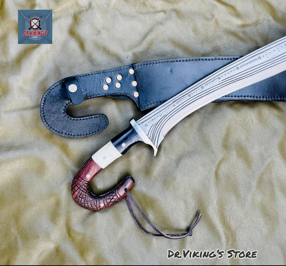 Custom Handmade High Carbon Steel Falcata Kopis Sword with Leather ...