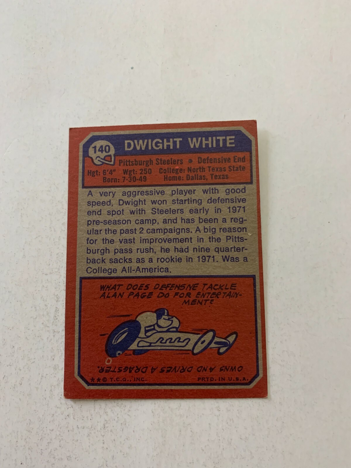1973 Pittsburgh Steelers Dwight White 140 Topps Football Card | eBay