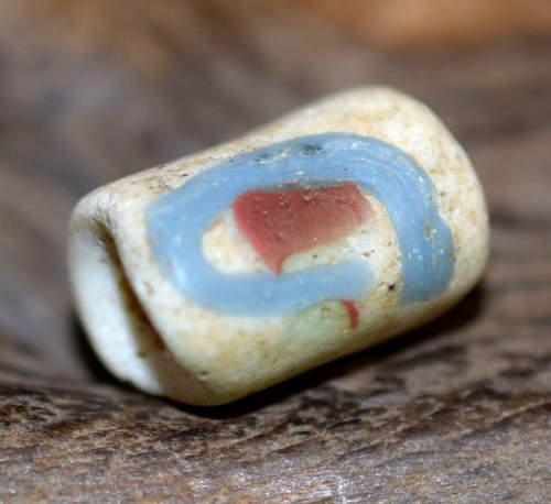 Antique African Rare White Akoso Powder Glass Bead W Red Green Heart ...
