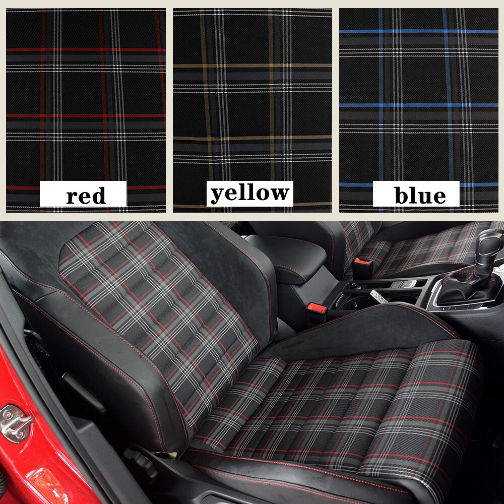 Black Plaid Interior upholstery Fabric Car Seat Cloth for MK7 VW Golf ...