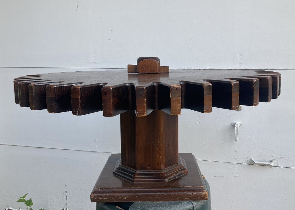 VTG Ethan Allen “old tavern” Wood Pine Furniture Gear, Cog Table 38 ...
