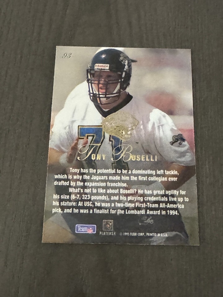1995 Fleer Flair #93 Tony Boselli Jacksonville Jaguars Rookie Card RC ...