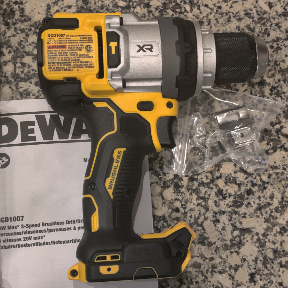 NEW - DeWalt DCD1007B 20V 1/2" HEAVY DUTY Compact Hammer Drill & 13 ...