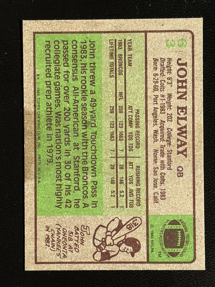 1984 TOPPS #63 JON ELWAY ROOKIE RC | eBay