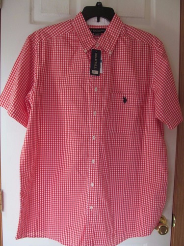 NWT Men's US POLO ASSN. SHORT SLEEVE RED CHECK Button Down Shirt ...