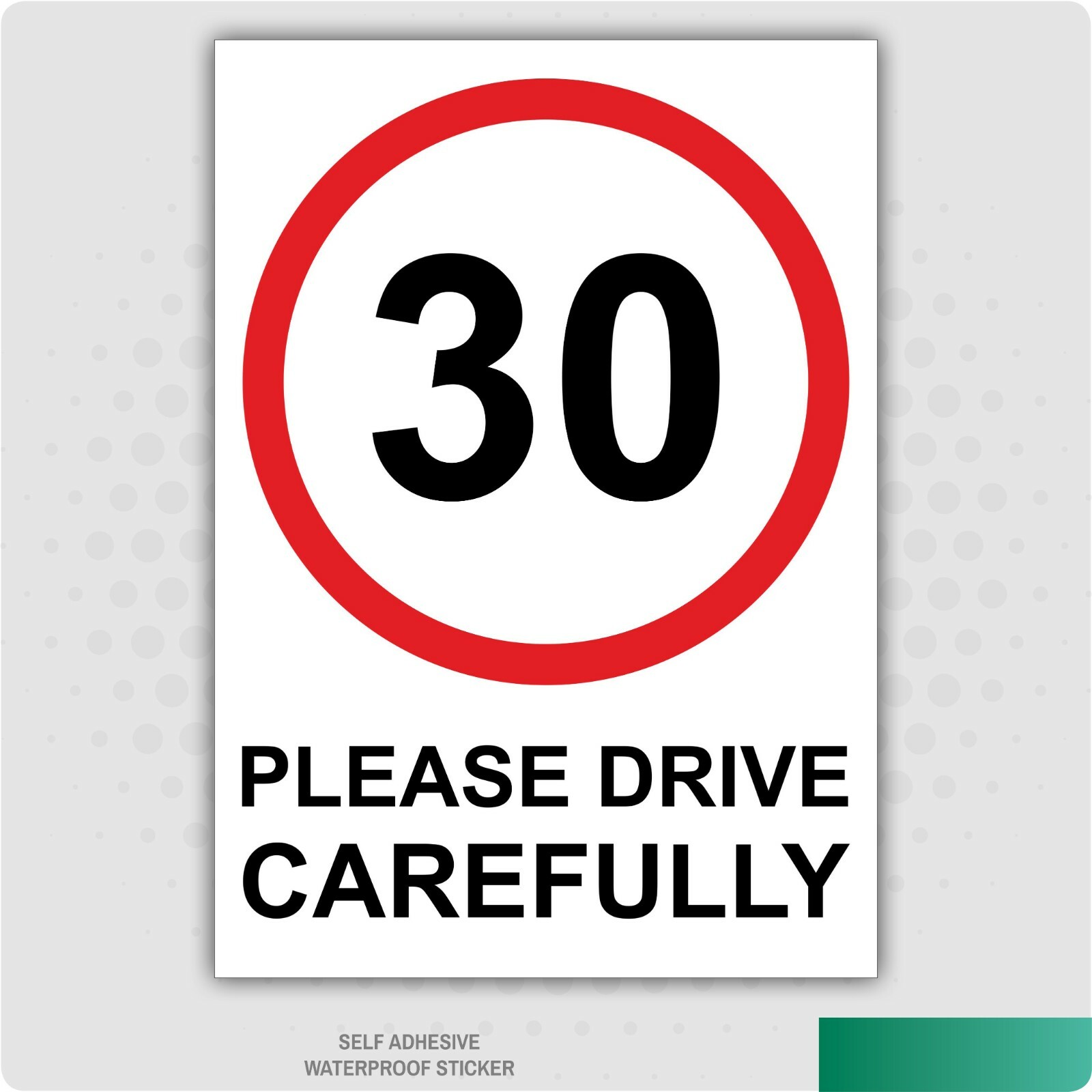 30 MPH Please Drive Carefully Speed Reduction Wheelie Bin Sticker Pack ...