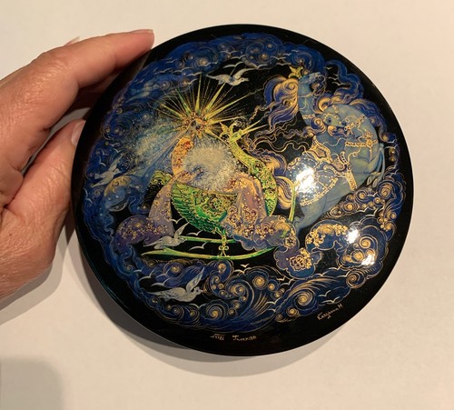 Exceptional Vintage Russian Lacquer Round Box | eBay