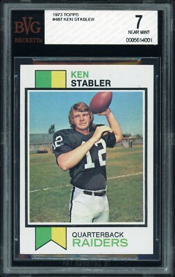 Ken Stabler 1973 Topps Football #487 Rookie Cards BGS / BVS 7 Raiders ...