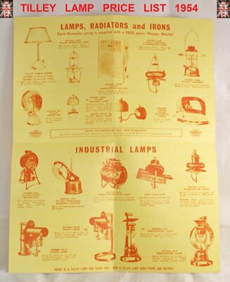 TILLEY LAMP COMPLETE PRICE LIST 1954 LEAFLET SPARE PARTS | eBay