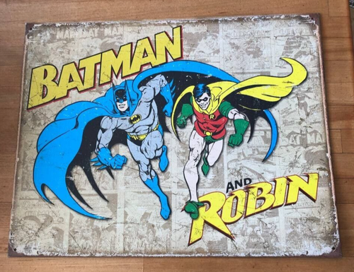 Batman and Robin Weathered Distressed Metal Sign DC Comics | eBay