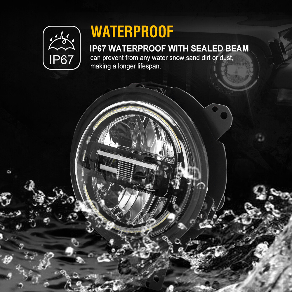 7" LED Headlights With Bracket Fog Lights Kit For Jeep JL Rubicon ...