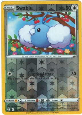 Swablu 132/203 Evolving Skies Reverse Holo Common Pokemon Card TCG ...