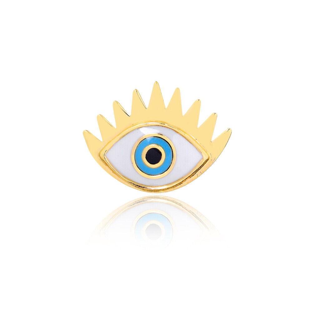 18k Solid Yellow Gold Eyelash Enamel Charm for Chain Women | eBay
