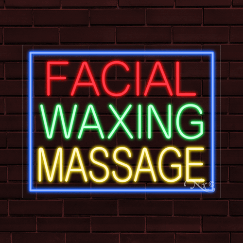 NEW "FACIAL WAXING MASSAGE" w/BORDER 28x22x1 INCH LED FLEX INDOOR SIGN ...