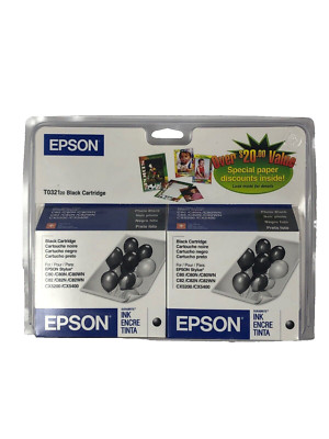 Epson Black Cartridges Ink T0321 20 Durabrite NOS 2 Pack C80 C82 CX5200 ...