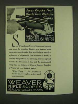 1939 Weaver Model 330 Scope Ad - Takes knocks that would ruin metallic ...
