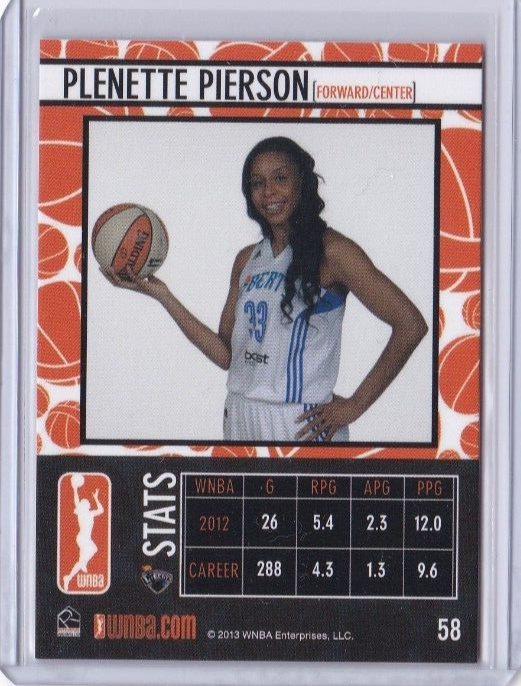 2013 Rittenhouse WNBA #58 PLENETTE PIERSON New York Liberty IDWN | eBay