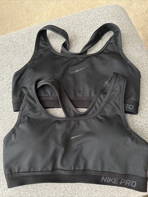 Nike Pro Dri-Fit Sports Bras Black Racerback Compression Support Padded ...