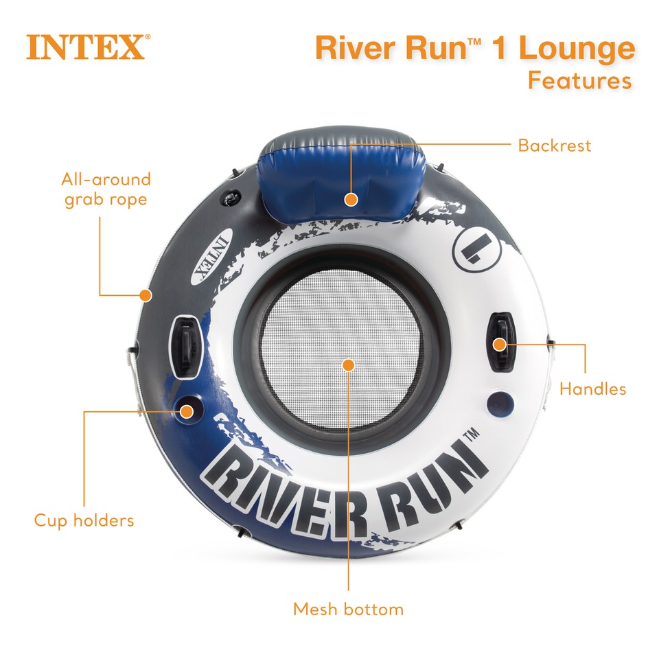 Intex River Run 1 Person Inflatable Floating Tube Raft for Lake/Pool ...