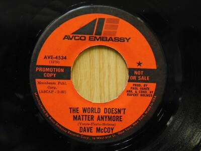 Dave McCoy promo 45 The World Doesnt Matter Anymore bw All Young Women ...
