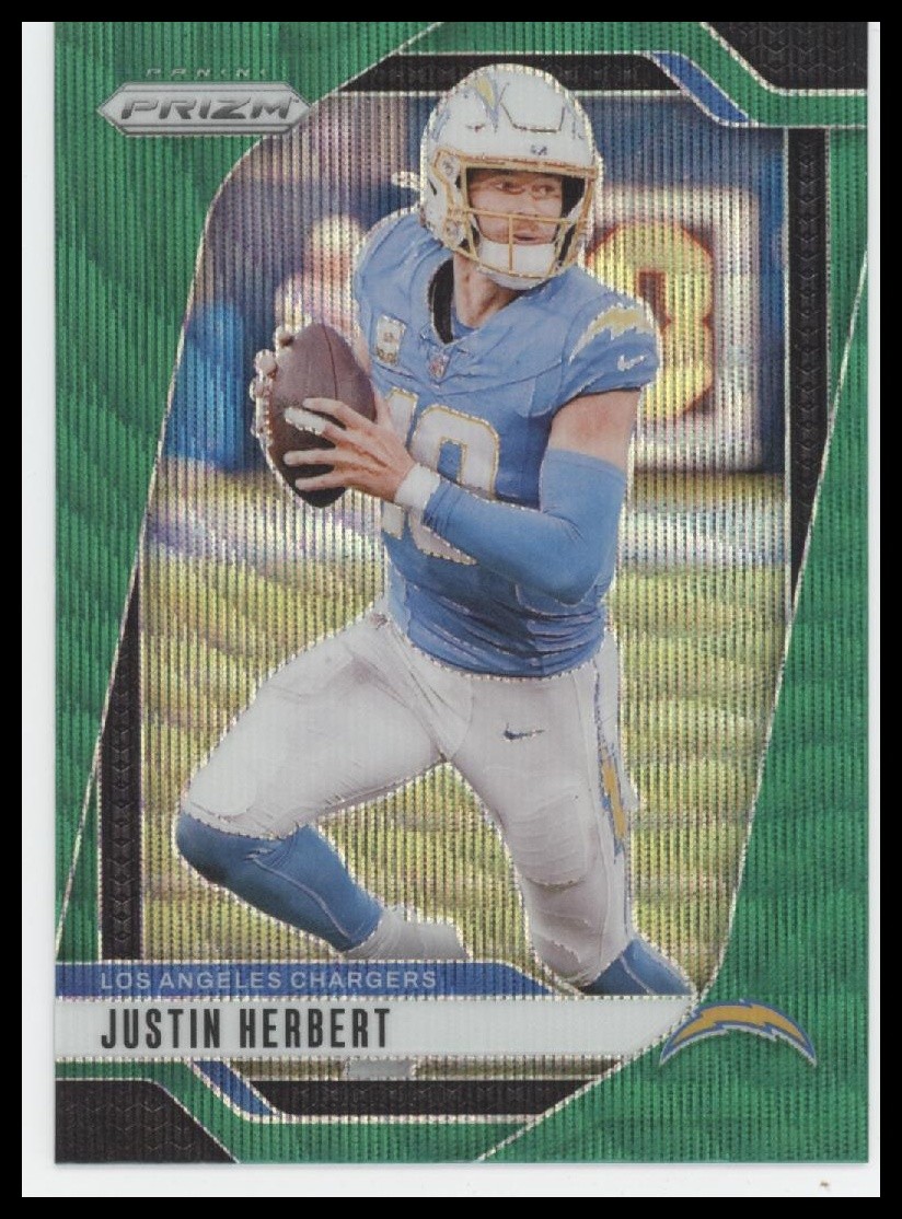 Justin Herbert 2024 Prizm #157 Base Autographs - Red Wave /149 Price ...