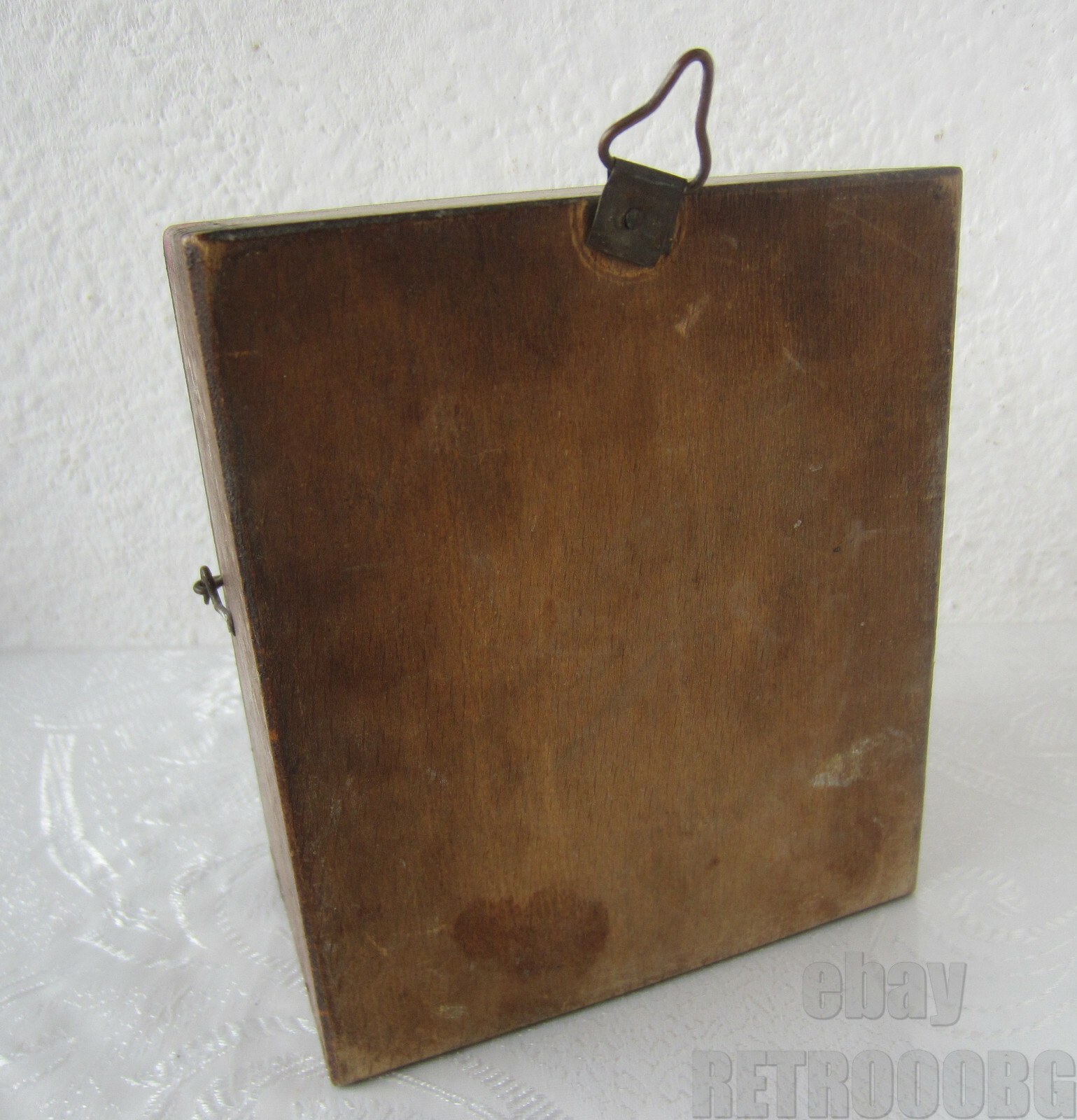 ANTIQUE PRIMITIVE HAND PAINTED WOODEN WALL HANGING alarm CLOCK BOX, old ...