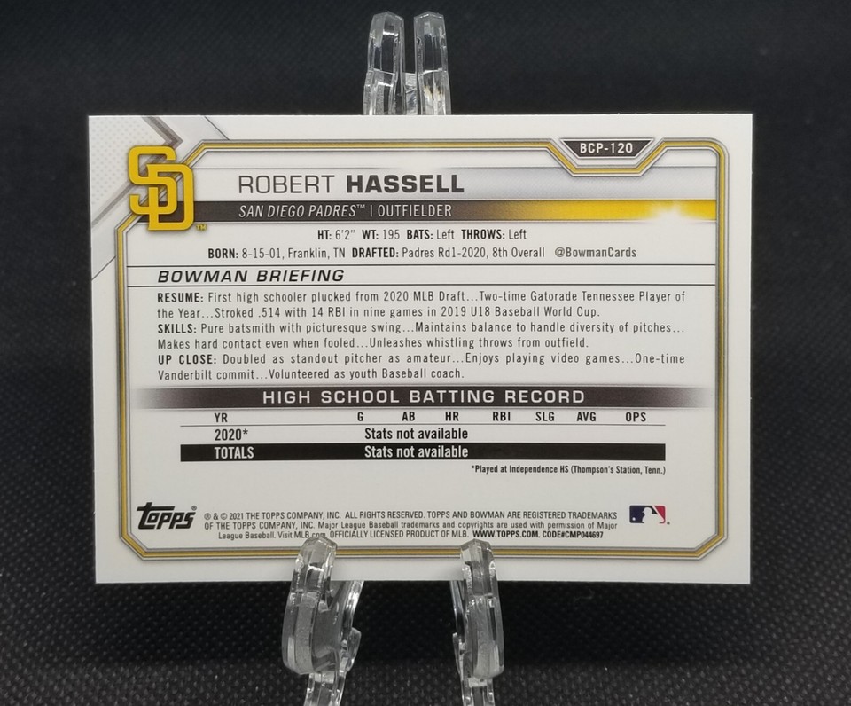 2021 Bowman Chrome Prospects Robert Hassell Mega Mojo Refractor Nationals | eBay