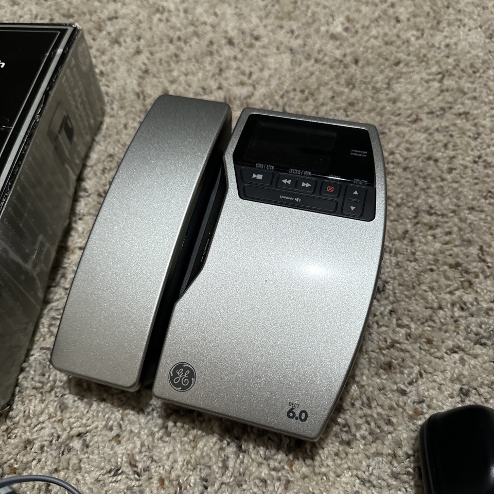 GE Dect 6.0 Digital Cordless Phone Stainless Steel Caller ID Answering ...