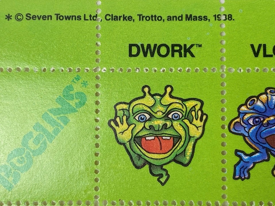 63 Vtg Boglins Stickers Stamps Kellogg's Cereal Dwork Vlobb Drool ...
