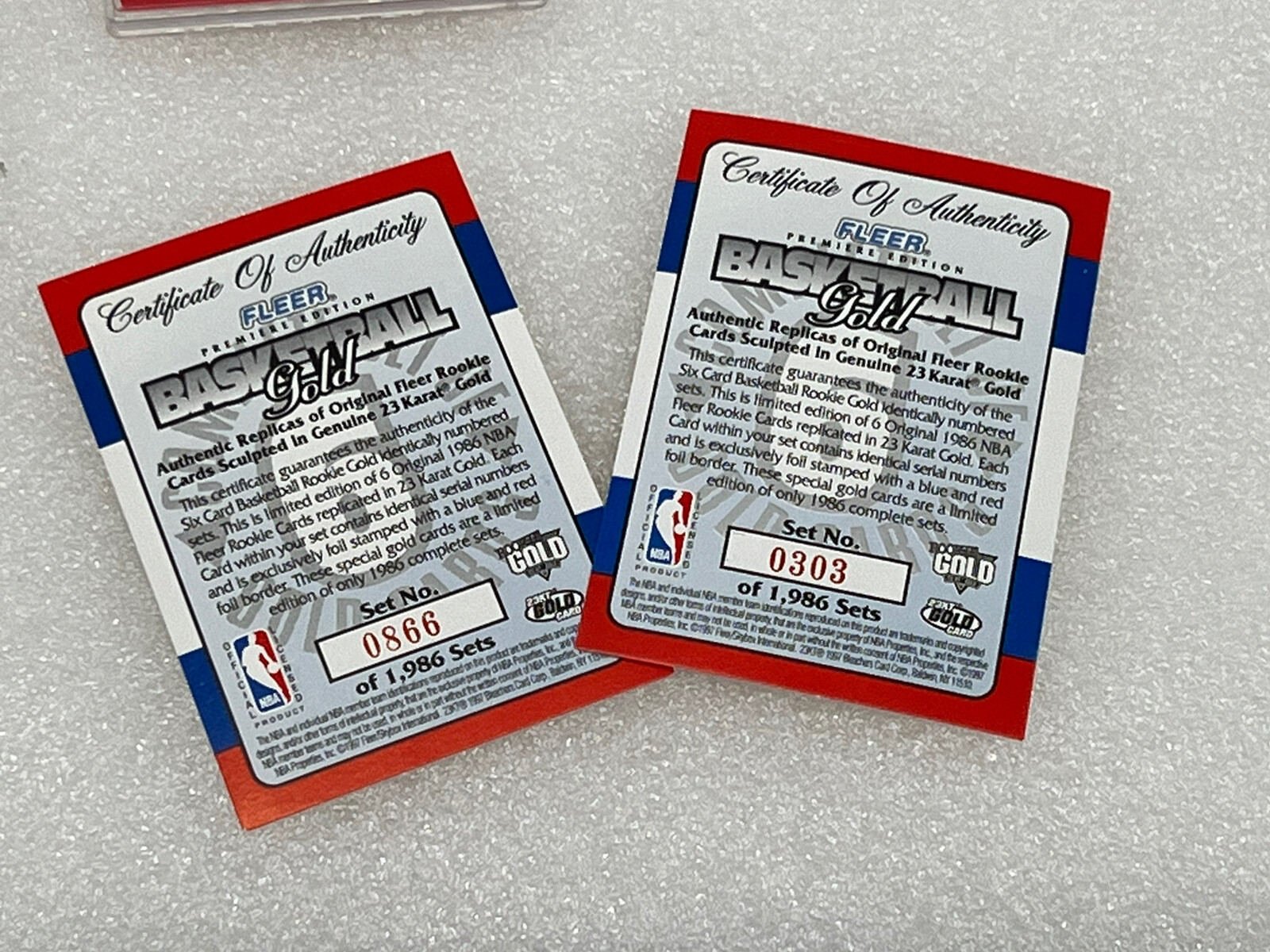 1997 Fleer Premier 23kt Gold 6 Card Set 86 Fleer Michael Jordan W/COA ...