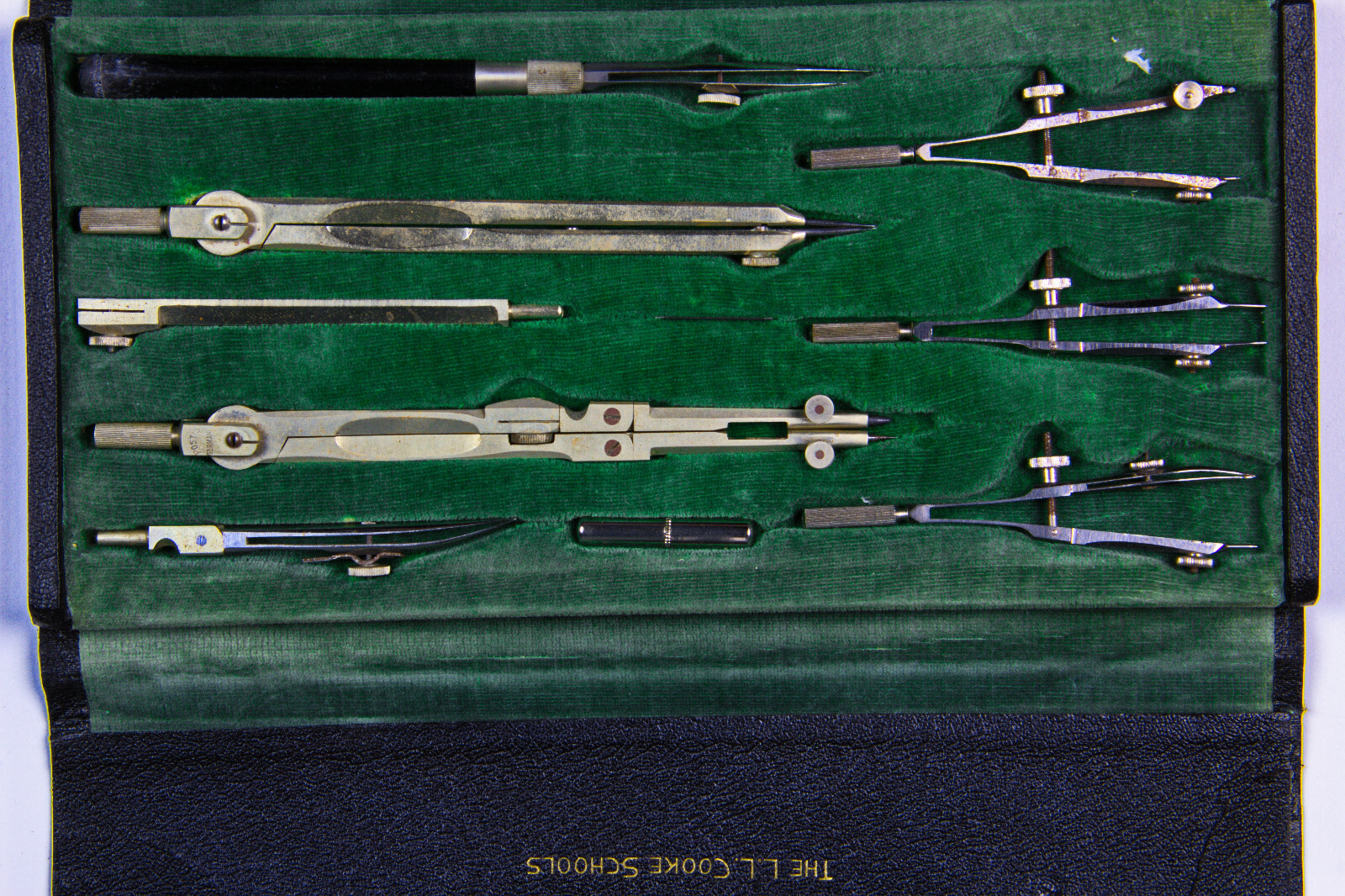 Vintage 8-piece FREDERICK POST CO. Drafting Set Complete in fitted ...