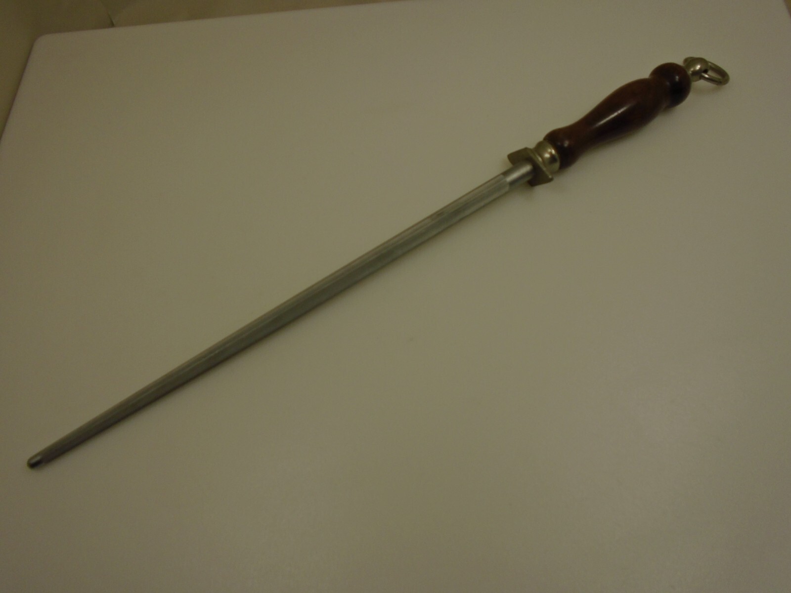 Commercial 14" Round Medium Grit Sharpen Rod Wood Handle Honing Steel ...