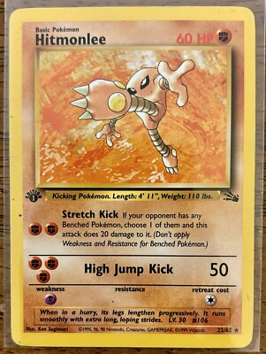 1st Edition Hitmonlee 22/62 - Rare Non Holo - WOTC Fossil Set Pokemon ...