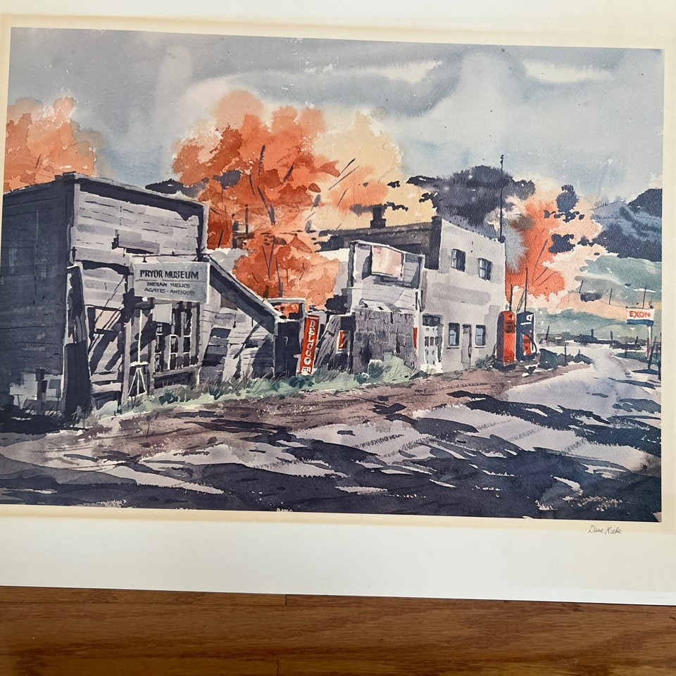 Dave Riebe Watercolor Art Print Signed Pryor Museum Unframed 24” X 19 ...