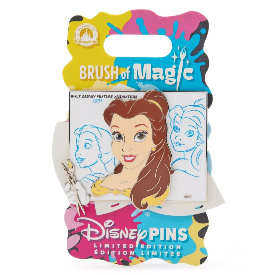 2 Belle Pin & Hercules Pin Beauty & the Beast Pin Brush of Magic LE Set ...
