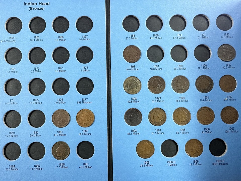 Indian Head Penny Collection Book Set With Rare 1909 20 Coin Lot | eBay