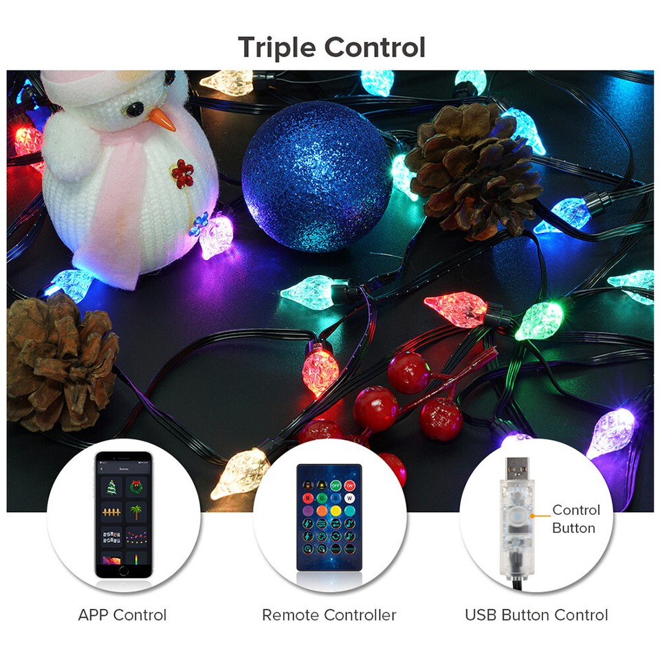 USB Christmas Lights String 5/10m Bluetooth Music APP Remote DC5V ...