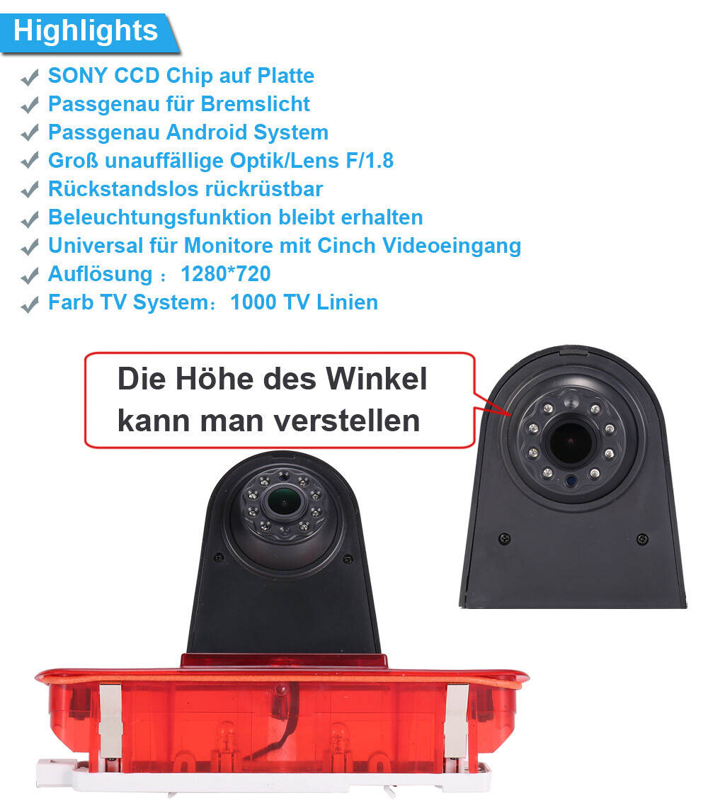 Rückfahrkamera Rückspiegel für Fiat Doblo 263 Opel Combo 3.Bremsleuchte ...