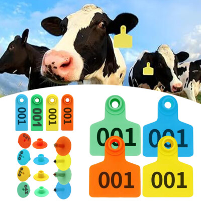 100PCS Livestock Sheep Animal Cow Ear Tags 001-100 Number ID Lables Tag ...