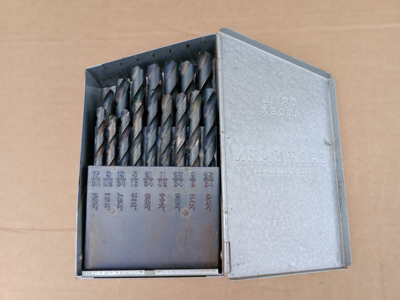 Vintage CRAFTSMAN 29pc Drill Bit INDEX Set w/ Metal Case 1/16 - 1/2 by ...