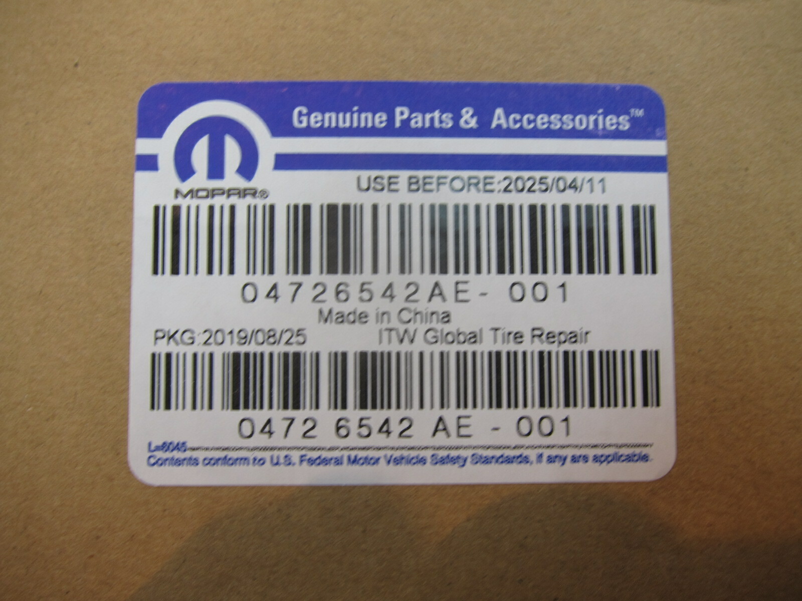 Tire Service Kit For Temporary Seal Of One Tire & Inflator New Mopar ...