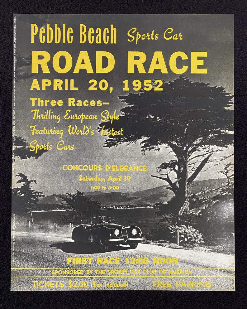 3rd Pebble Beach 1952 Classic Road Race & Concours Blackhawk Poster ...