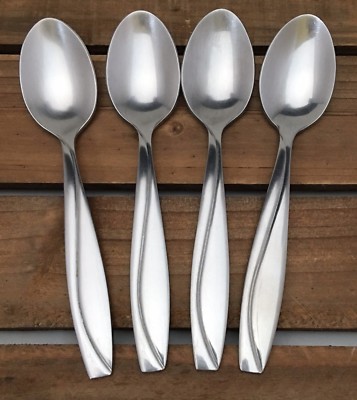 4 Oneida Groove Curved Line Teaspoons Stainless Flatware Indonesia | eBay